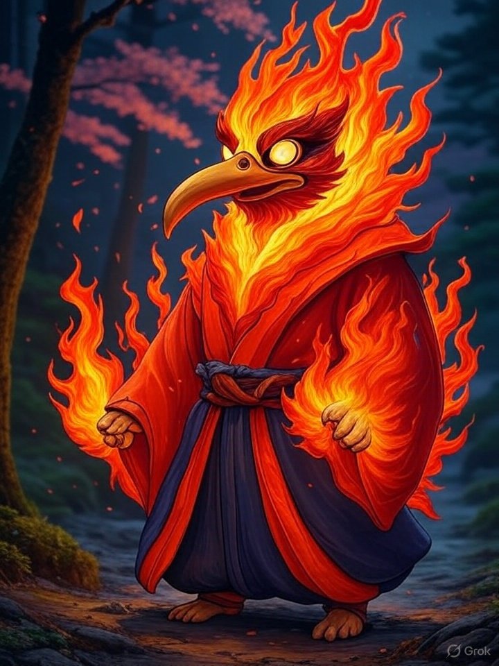 Taimatsumaru (松明丸) – The tengu of demon fire | Japanese Mystical Creatures